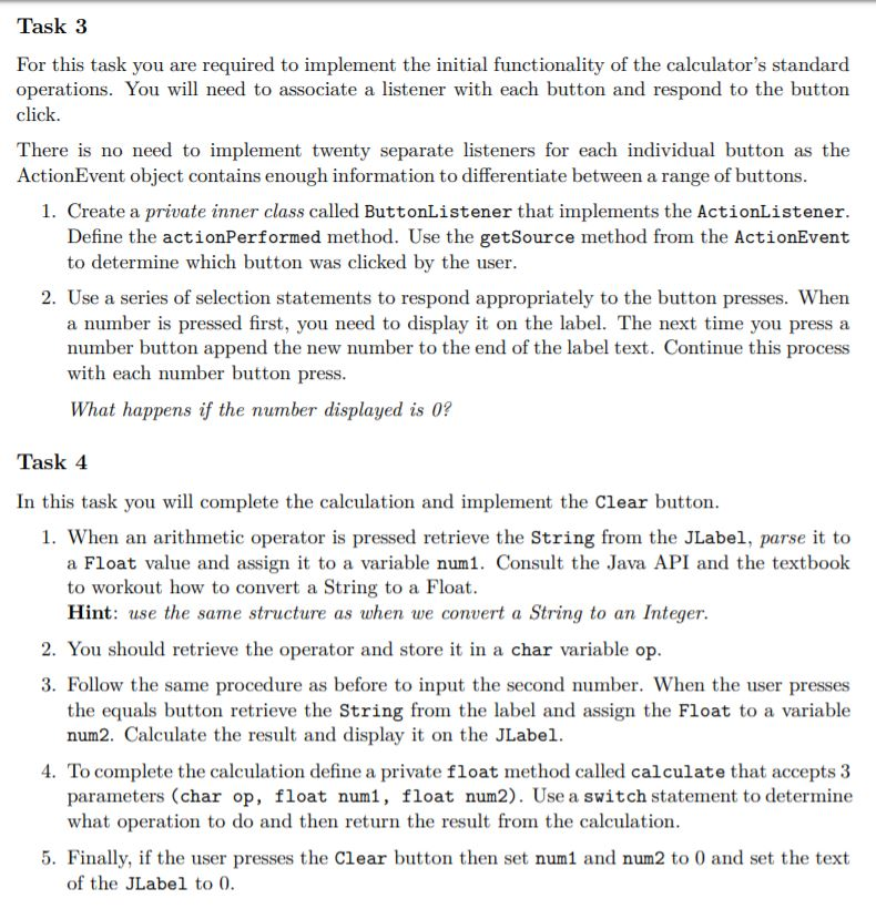 In this specification you will implement a simple GUI | Chegg.com