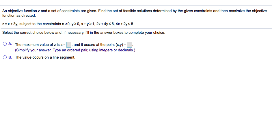 Solved An objective function z and a set of constraints are | Chegg.com