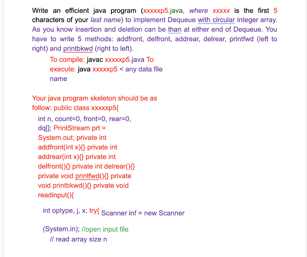 Write an efficient java program (xxxxxp5.java, | Chegg.com