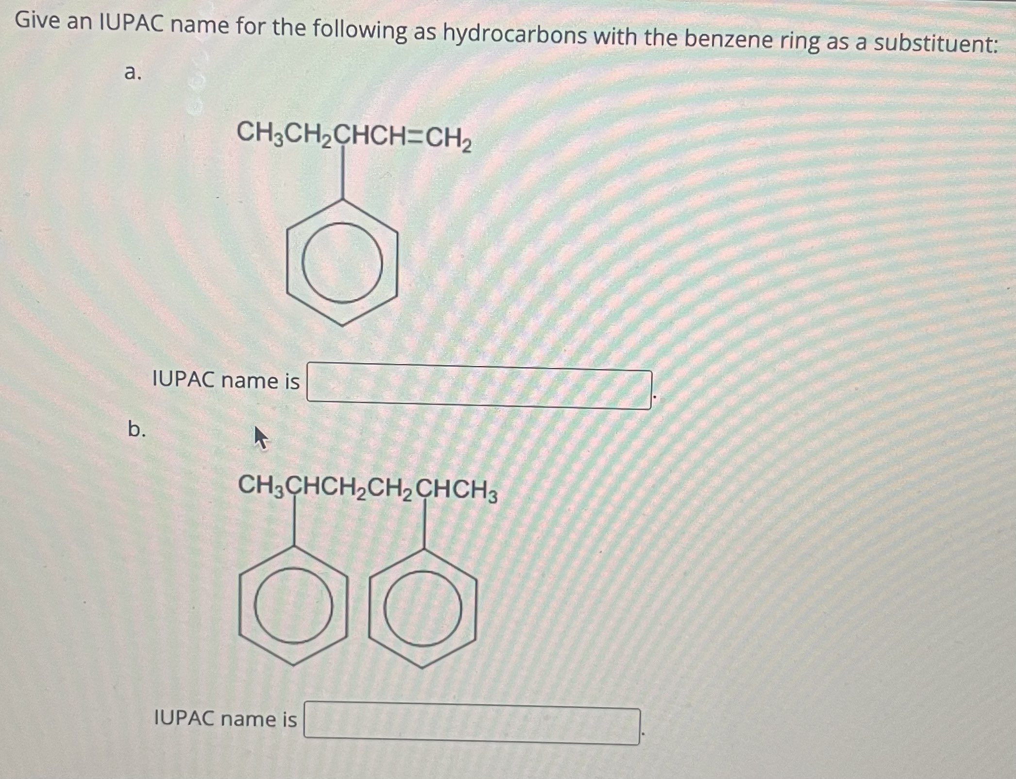 Solved Give an IUPAC name for the following as hydrocarbons | Chegg.com