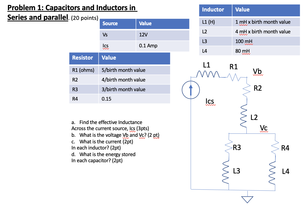 Solved Inductor Value Problem 1: Capacitors and Inductors in | Chegg.com