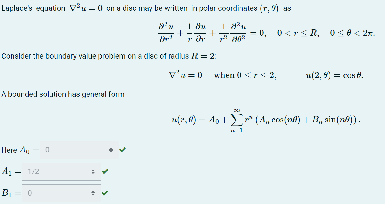 Solved Laplace's equation \\( \\nabla^{2} u=0 \\) on a disc | Chegg.com