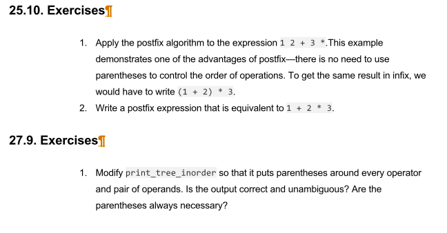 Solved 25.10. Exercises 1. Apply the postfix algorithm to | Chegg.com