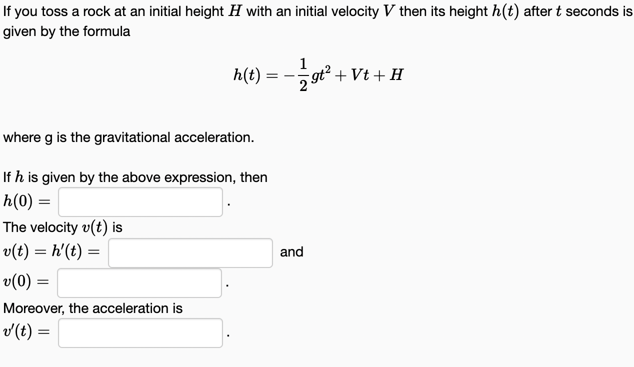 Solved If you toss a rock at an initial height H with an | Chegg.com