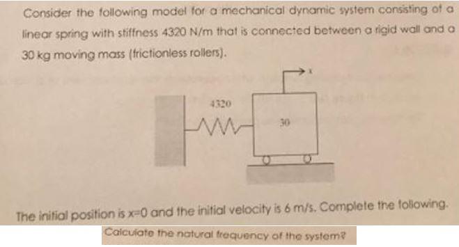 Solved Consider the following model for a mechanical dynamic | Chegg.com