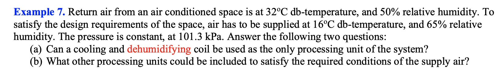 Solved Example 7. Return air from an air conditioned space | Chegg.com