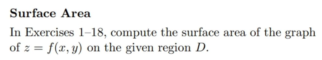 Solved Surface Area In Exercises 1-18, compute the surface | Chegg.com