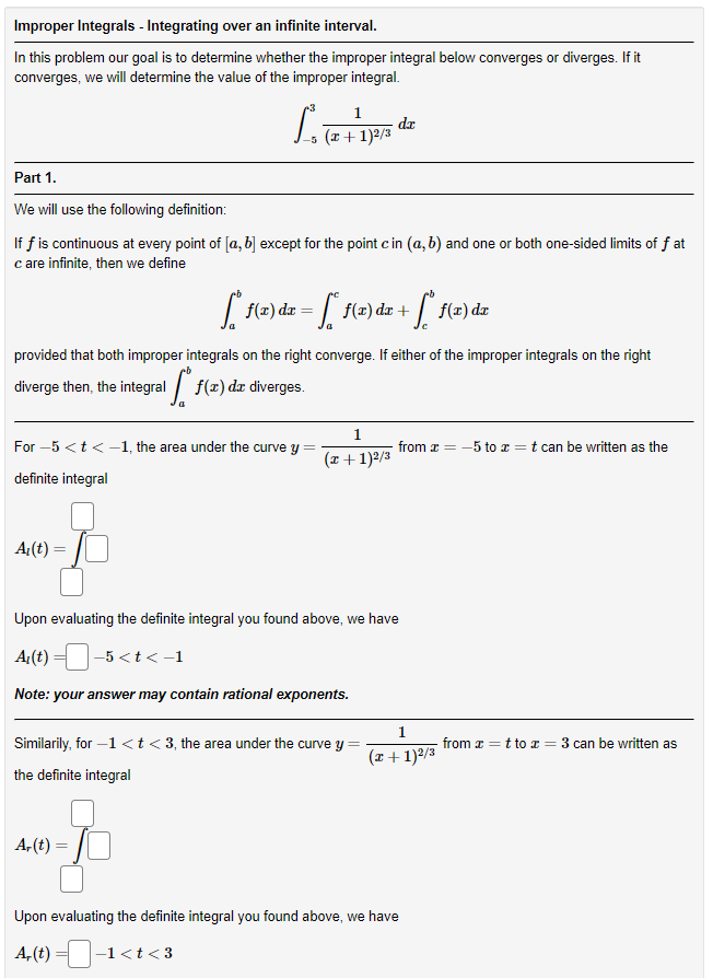Solved Improper Integrals Integrating Over An Infinite