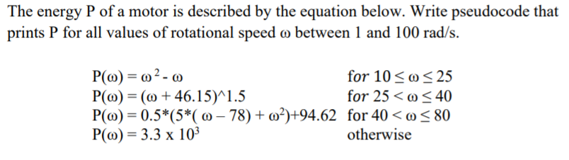 Solved The energy P of a motor is described by the equation | Chegg.com