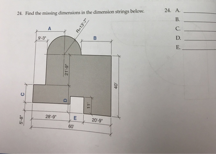 Solved Find the missing dimensions in the dimension strings | Chegg.com