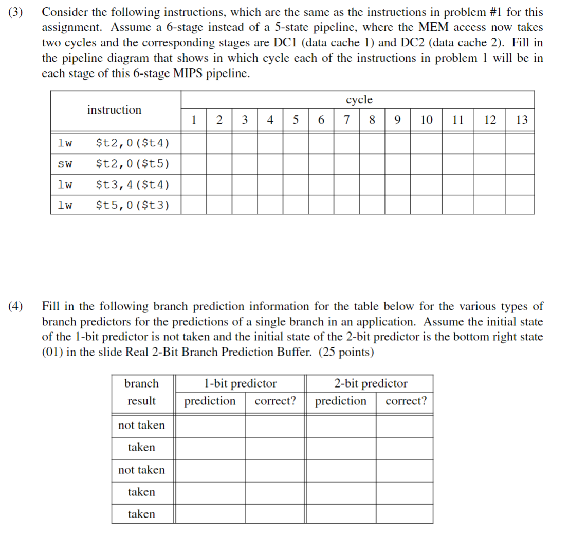 Solved 1) Fill in the traditional pipeline diagram that | Chegg.com