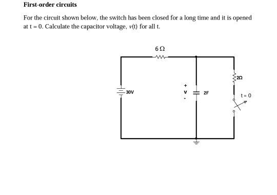 Solved First-order circuits For the circuit shown below, the | Chegg.com