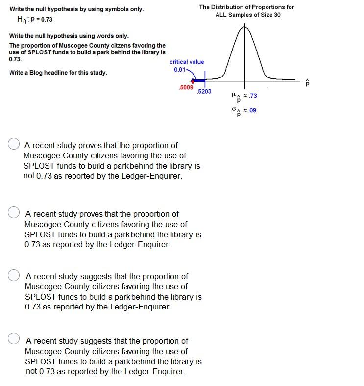 The Distribution of Proportions for ALL Samples of | Chegg.com