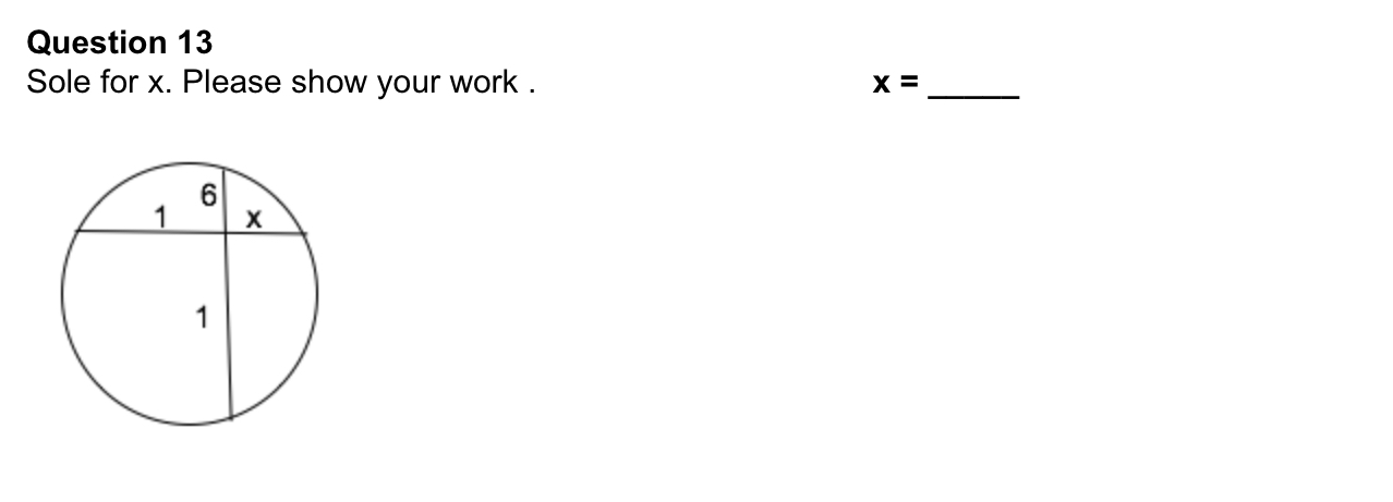 Solved Question 13Sole for x. ﻿Please show your work .x= | Chegg.com