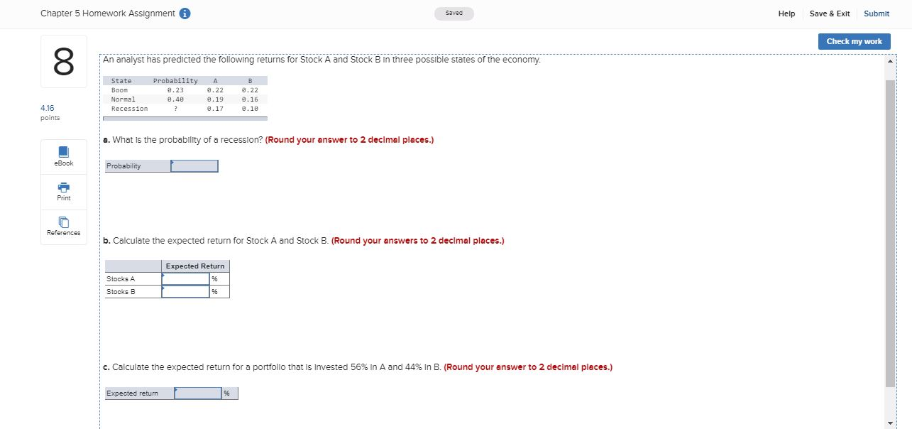Solved Chapter 5 Homework Assignment i Saved Help Save & | Chegg.com