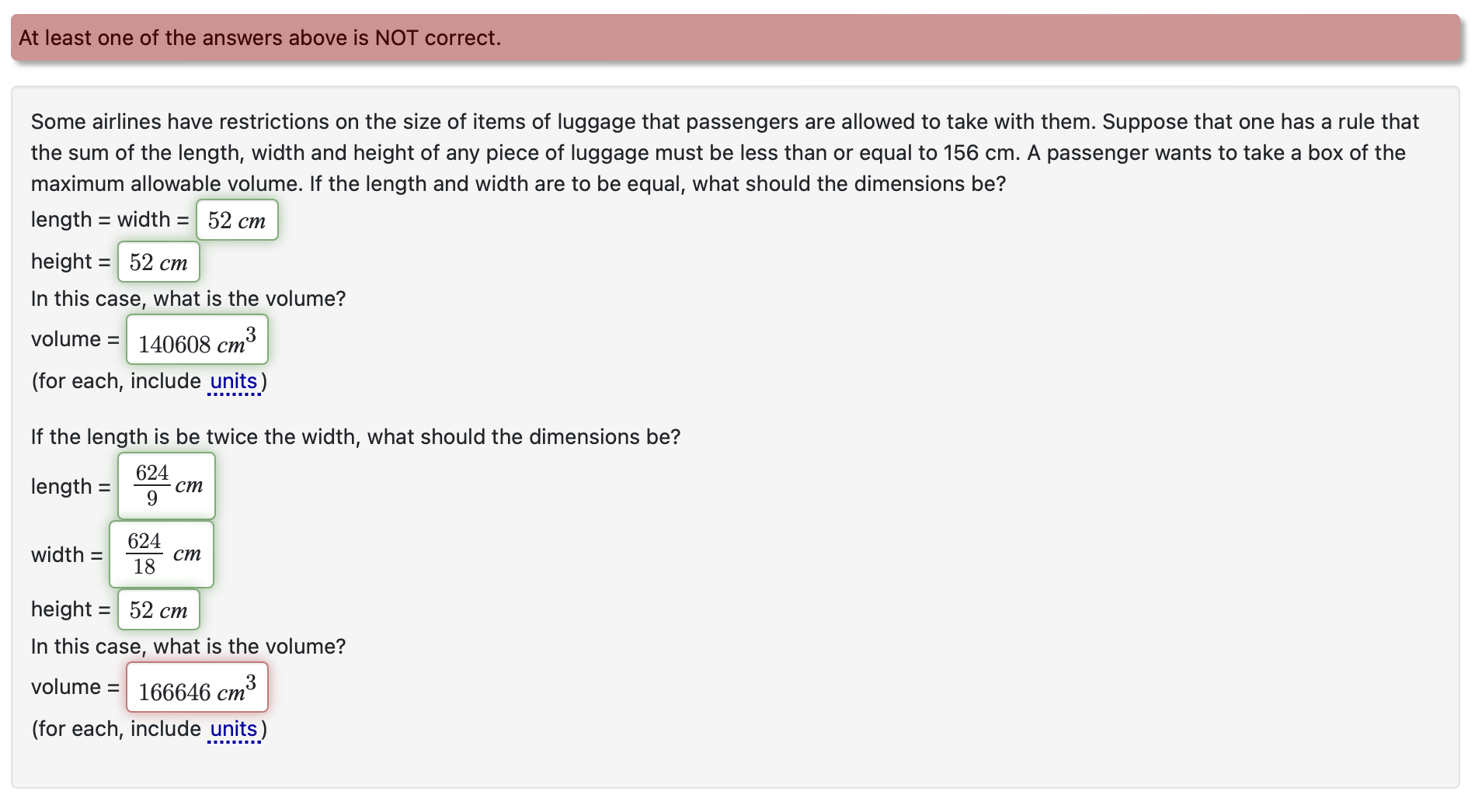 Solved Some airlines have restrictions on the size of items | Chegg.com