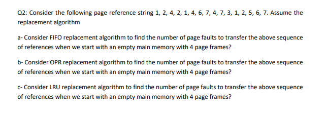 Solved Q2: Consider the following page reference string 1, | Chegg.com
