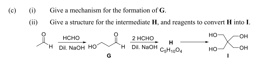 Solved (c) (i) Give a mechanism for the formation of G. (ii) | Chegg.com