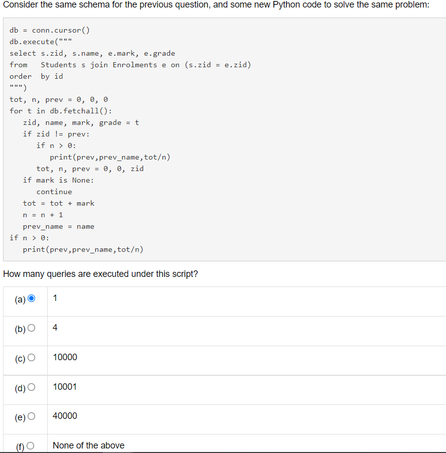 Solved Consider a schema for a simple student enrolment | Chegg.com
