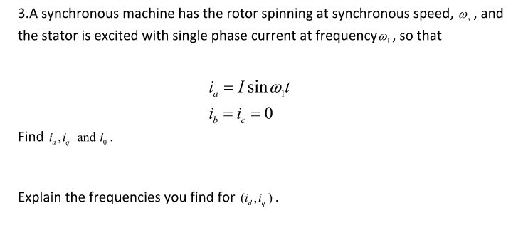 Solved 3.A synchronous machine has the rotor spinning at | Chegg.com
