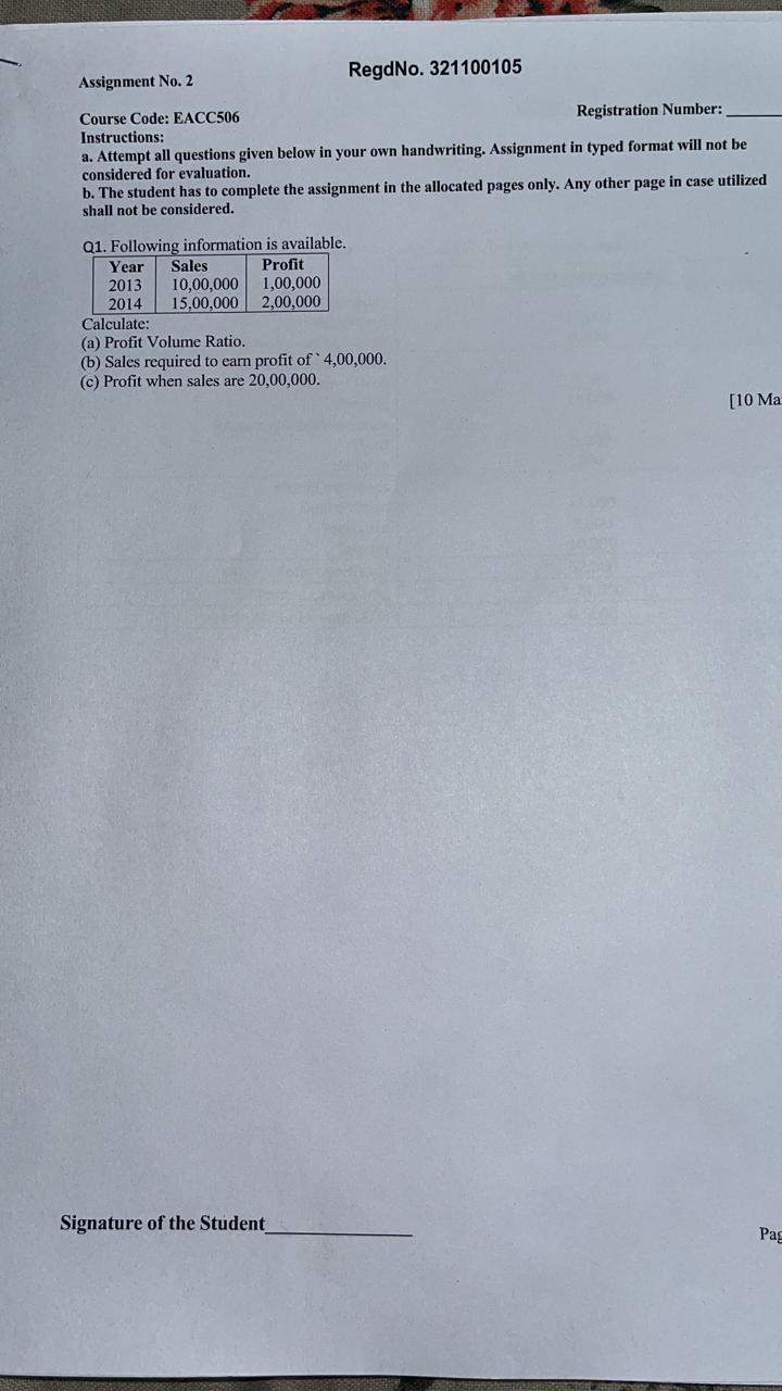Solved RegdNo. 321100105 Assignment No. 2 Course Code: | Chegg.com