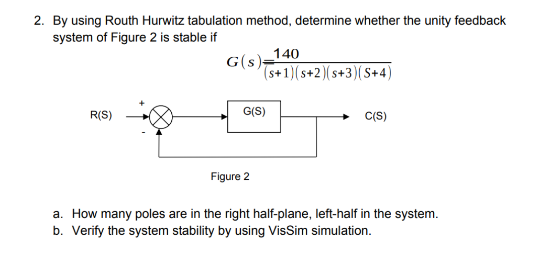 Solved 2. By using Routh Hurwitz tabulation method, | Chegg.com