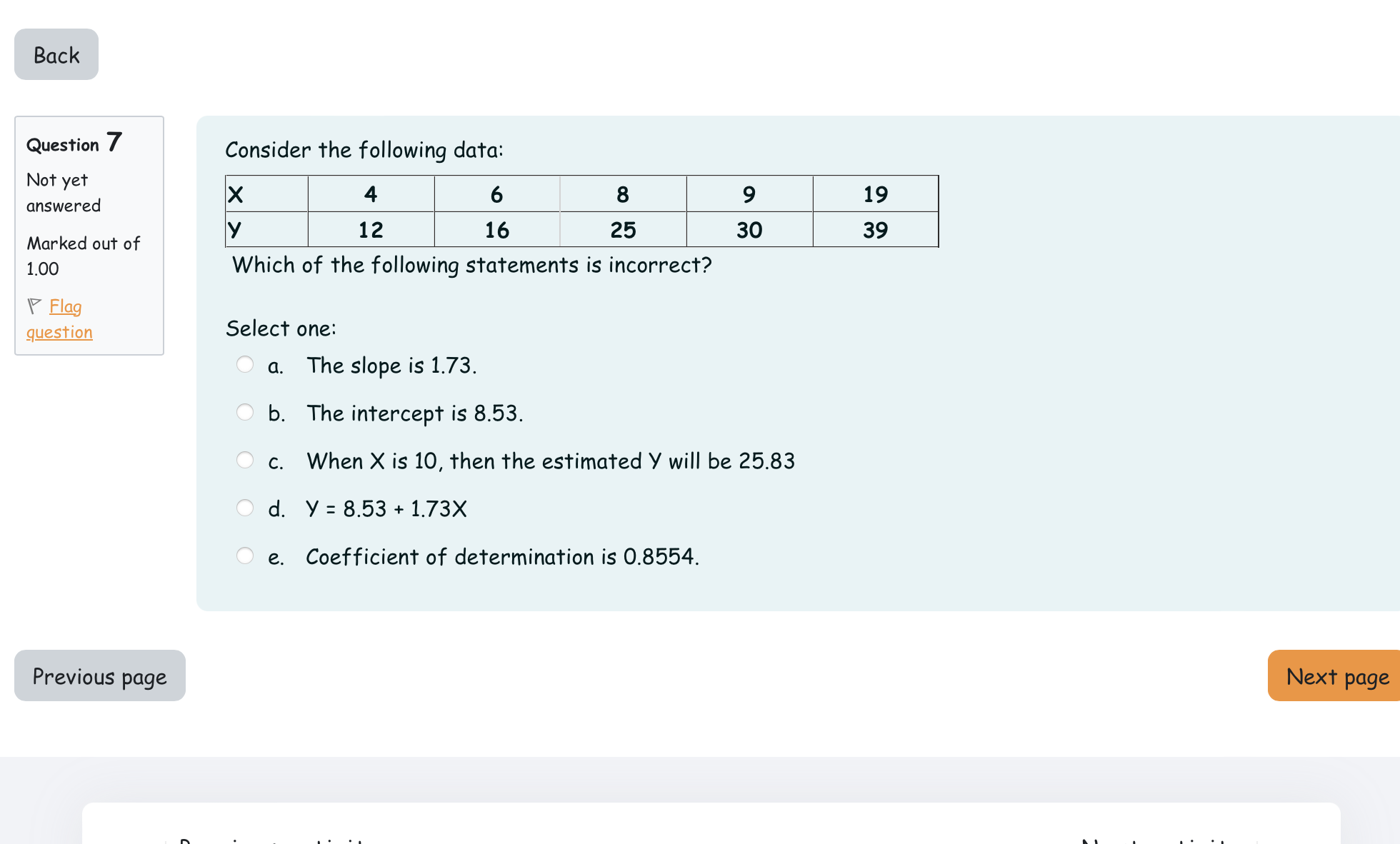 Solved Consider the following data:Which of the following | Chegg.com