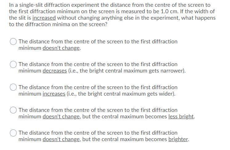 Solved In a single-slit diffraction experiment the distance | Chegg.com