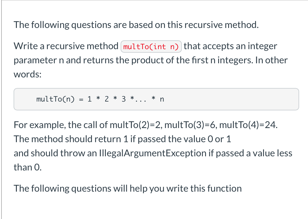 Solved The following questions are based on this recursive | Chegg.com
