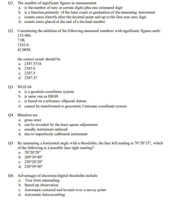 Solved Q1. The number of significant figures in measurement | Chegg.com
