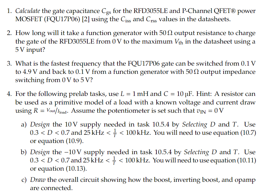 Solved 1. Calculate the gate capacitance Cgs for the | Chegg.com