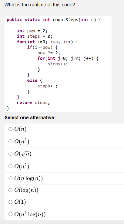 Solved What is the runtime of this code? public double | Chegg.com