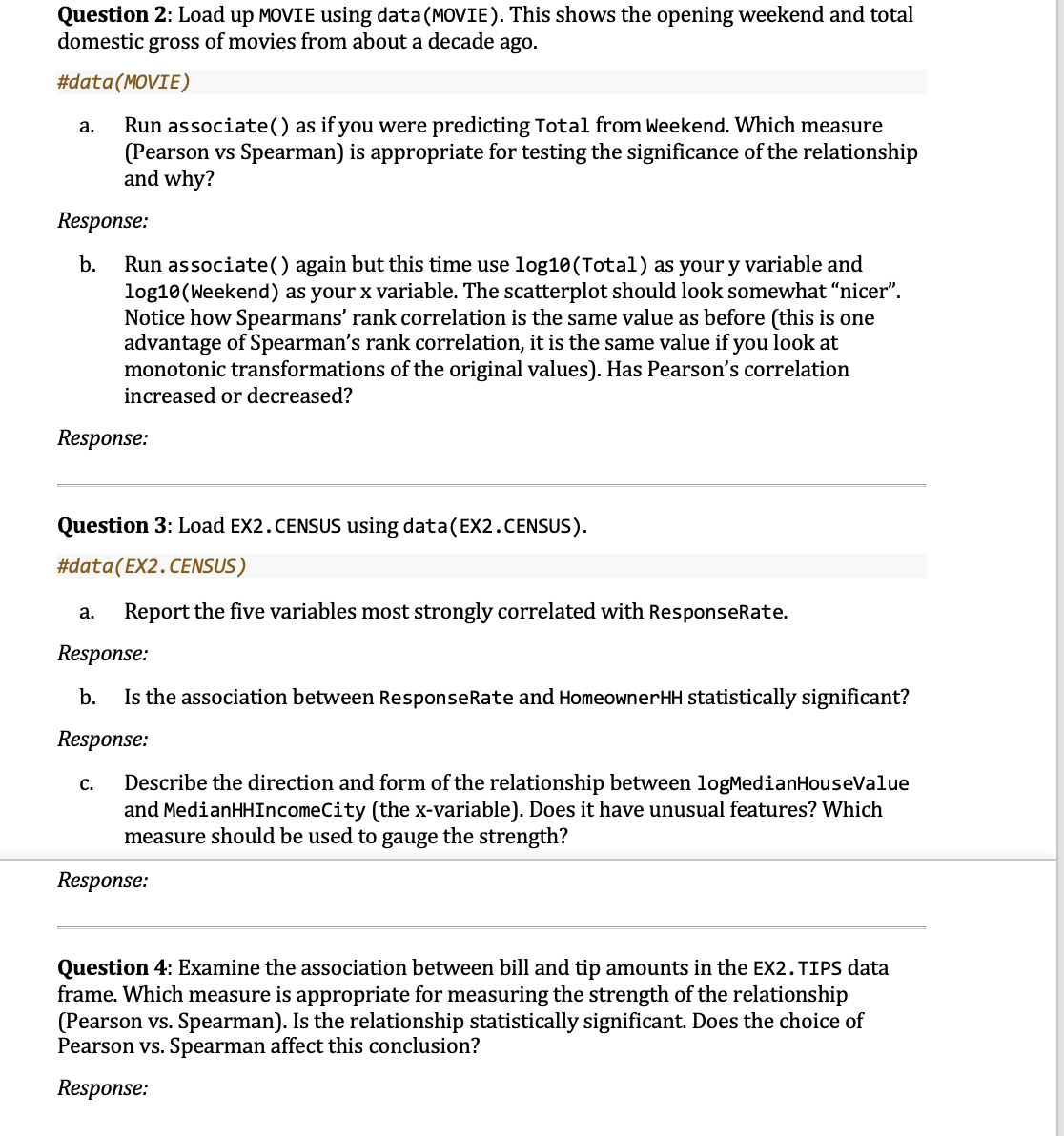 Solved Question 1: Load up SURVEY10 using data(SURVEY10). | Chegg.com