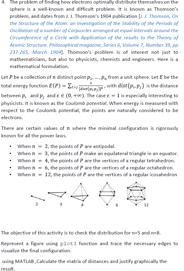 4. The problem of finding how electrons optimally | Chegg.com