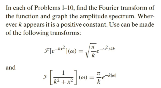 Solved In each of Problems 1-10, find the Fourier transform | Chegg.com