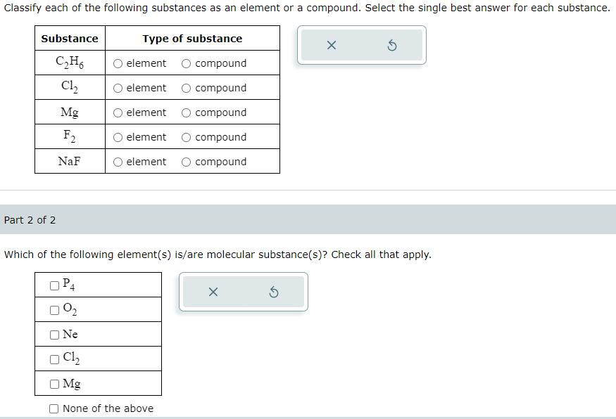 Solved Classify each of the following substances as an | Chegg.com