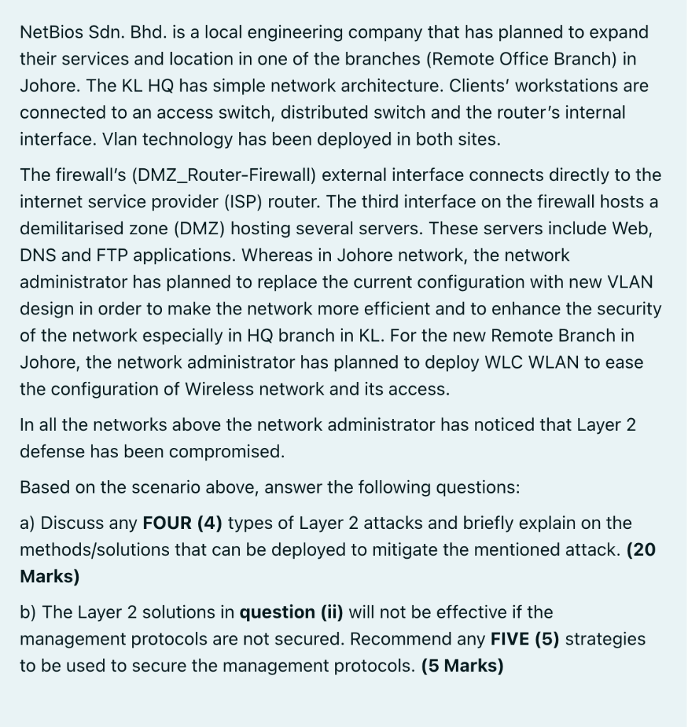 Solved NetBios Sdn. Bhd. is a local engineering company that | Chegg.com