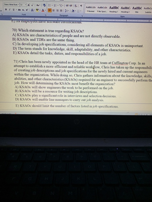 Solved Times New Rom 12 Aa AaBbCcD AaBbCcD AaBb( AaBbG AaBb( | Chegg.com