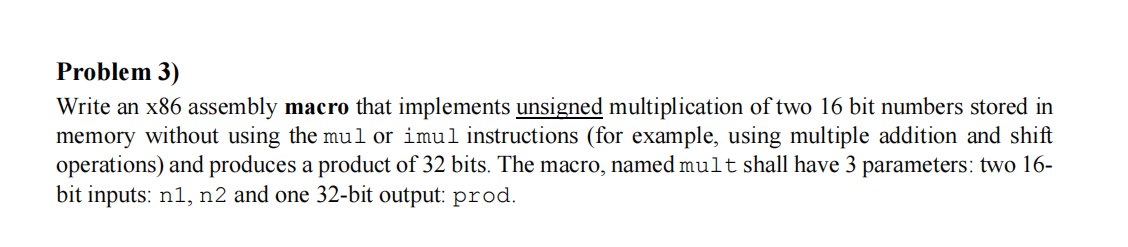 Solved Problem 3) Write an x86 assembly macro that | Chegg.com
