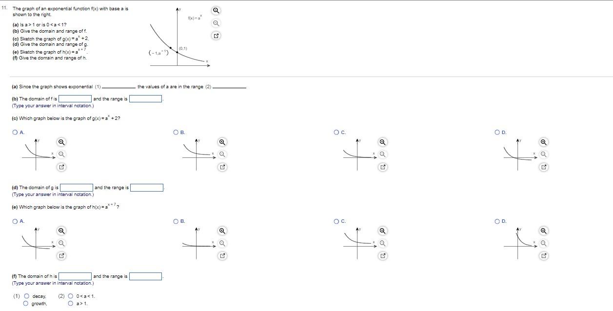 Solved 11. The graph of an exponential function f(x) with | Chegg.com