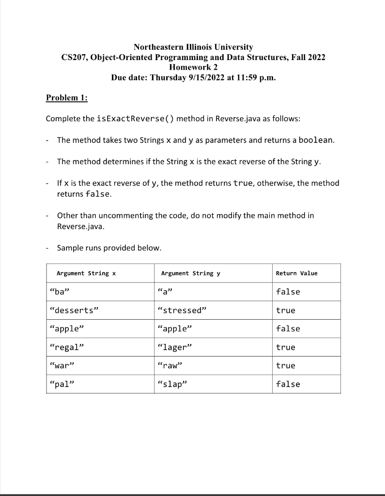 Solved Northeastern Illinois University CS207, | Chegg.com