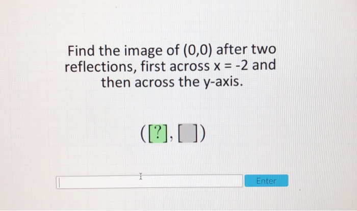 Solved Find the image of (0,0) after two reflections, first | Chegg.com