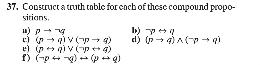 Solved 37. Construct a truth table for each of these | Chegg.com