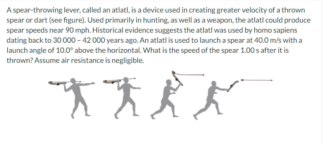 Solved A spear-throwing lever, called an atlatl, is a device | Chegg.com