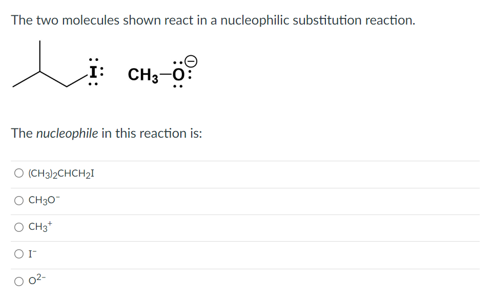Solved The two molecules shown react in a nucleophilic | Chegg.com