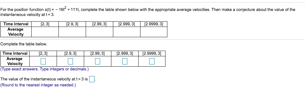 Solved For The Position Function S T 167 111t