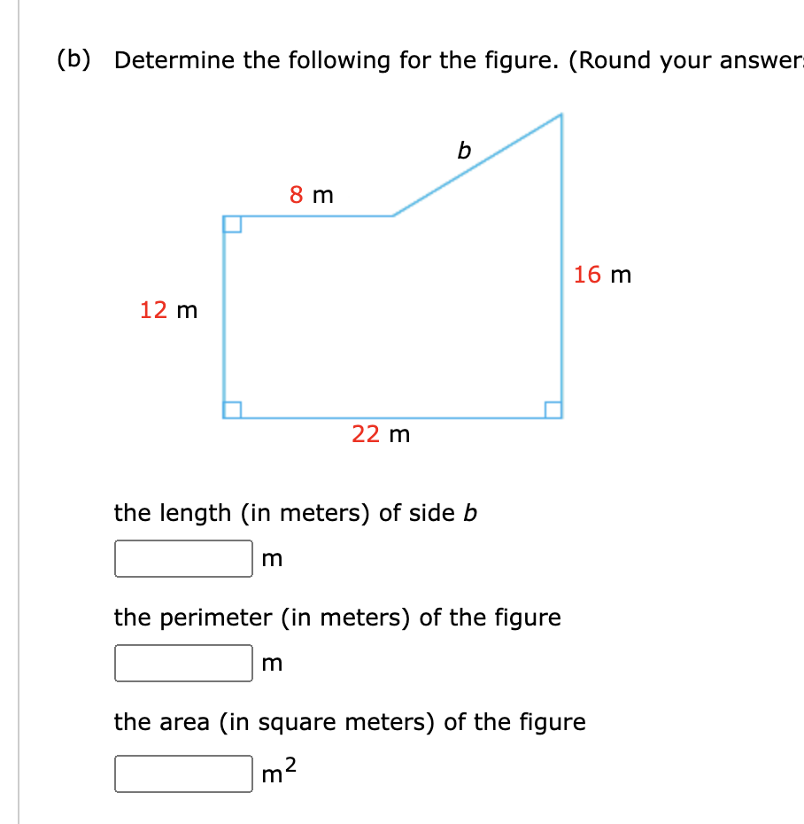 Solved b) Determine the following for the figure. (Round | Chegg.com