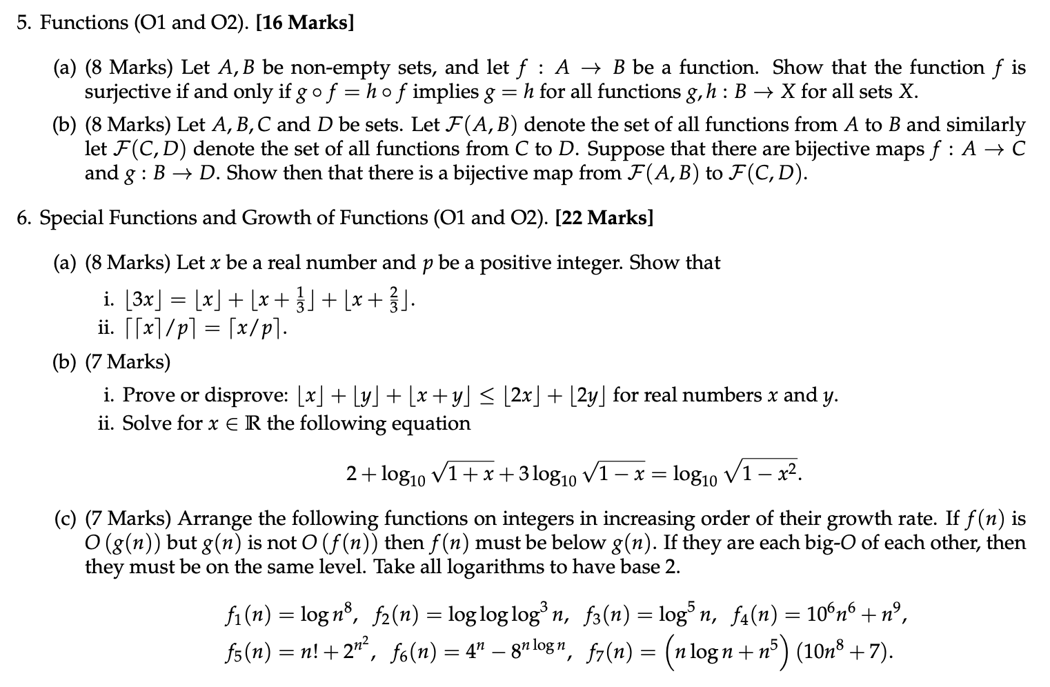 Solved discrete maths: special functions and growth of | Chegg.com