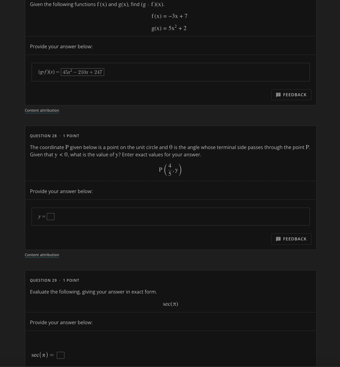 Solved Given the following functions f(x) and g(x), find | Chegg.com