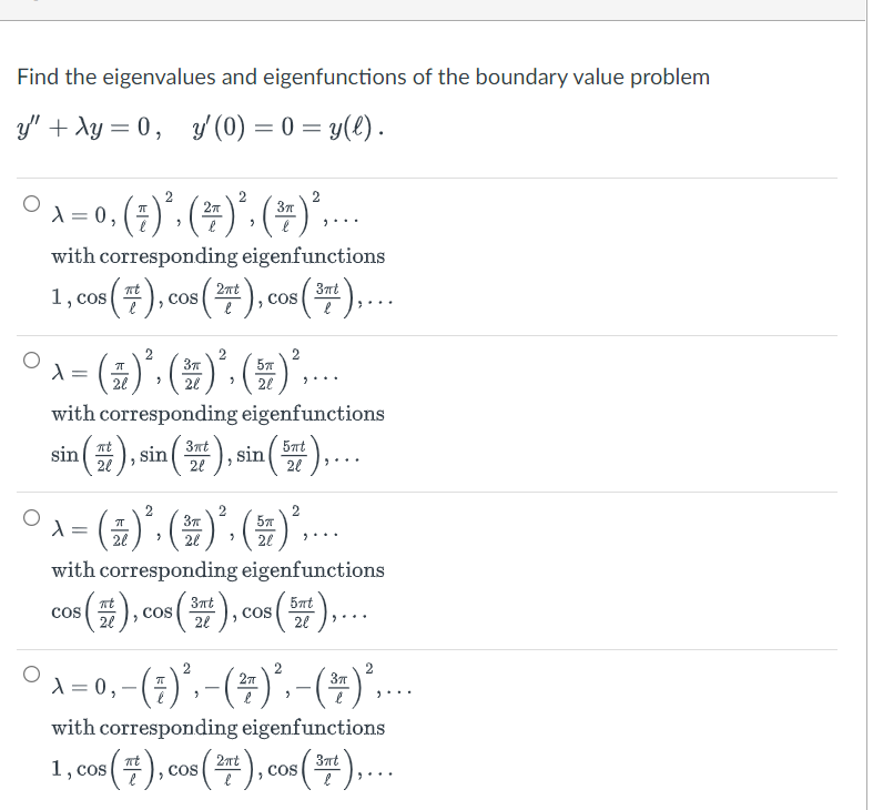 Solved Find the eigenvalues and eigenfunctions of the | Chegg.com